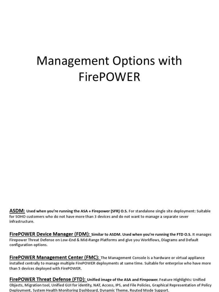 Firepower Management Options Overview | PDF | Firewall (Computing ...