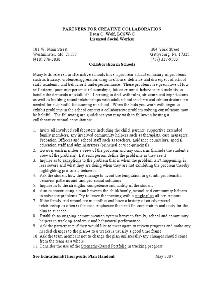Collaboration in Schools-Guidelines #2 | PDF | Interpersonal ...