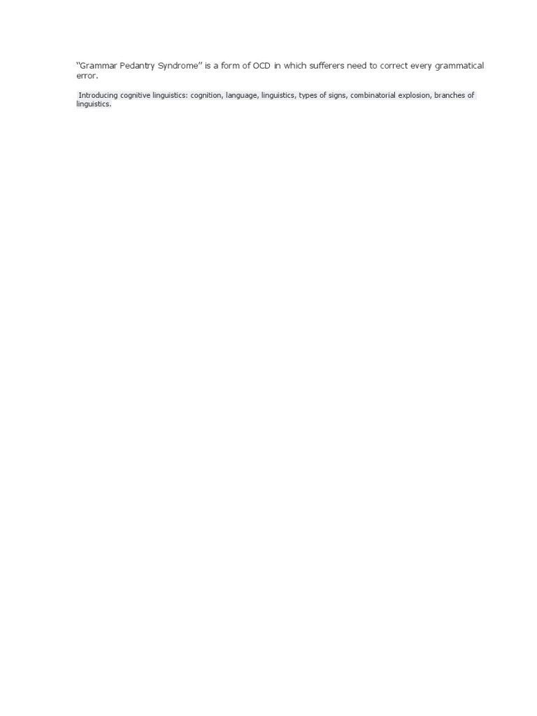 Grammar Pedantry Syndrome | PDF | Symbols | Cognition