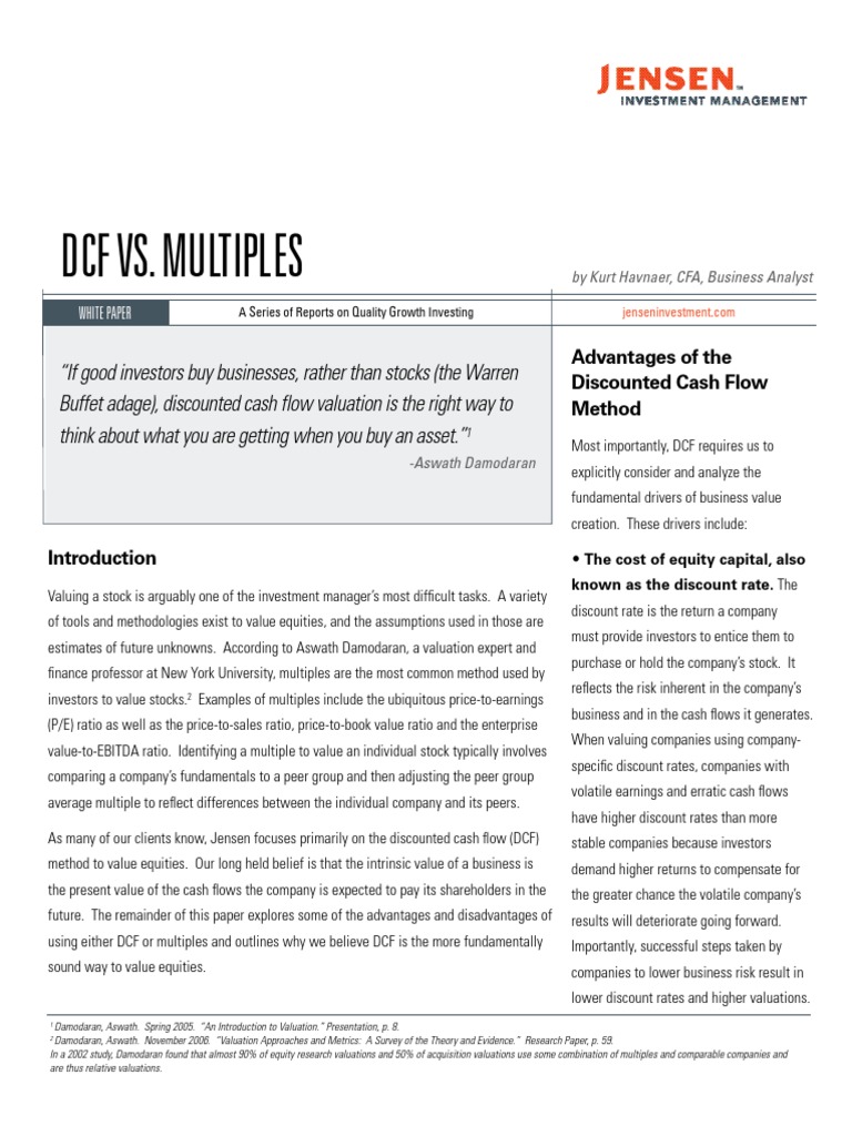 DCF Vs Multiple PDF | PDF | Discounted Cash Flow | Valuation (Finance)