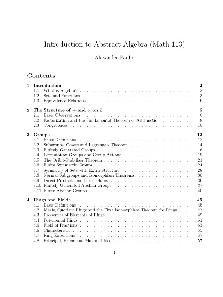 Abstract Algebra | PDF | Group (Mathematics) | Ring (Mathematics)