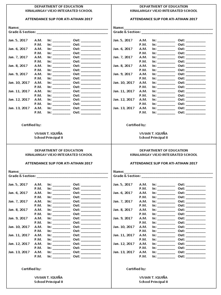 Attendance Slip For Ati-Atihan 2017 Attendance Slip For Ati-Atihan 2017 ...