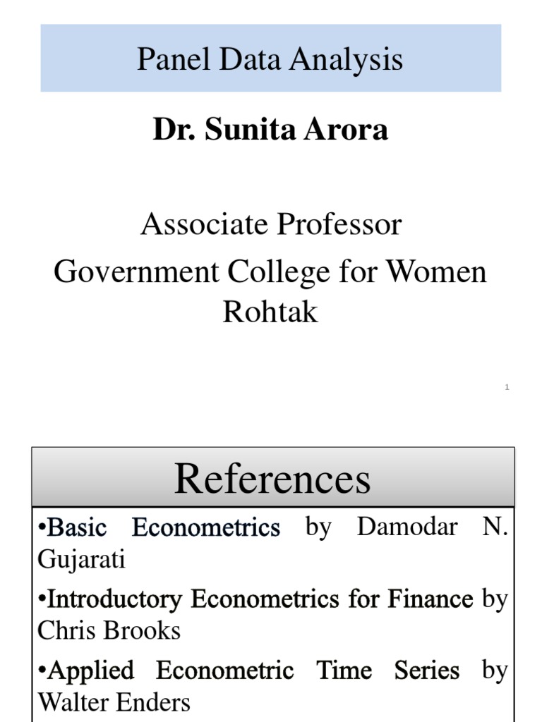 Panel Data Analysis Sunita Arora | PDF | Ordinary Least Squares | Fixed Effects Model