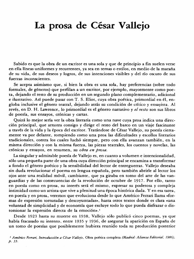 La Prosa de Cesar Vallejo