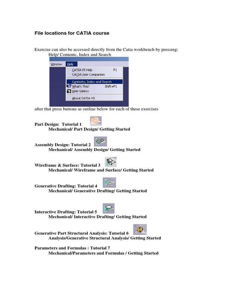File Locations For CATIA Training Tutorials | PDF
