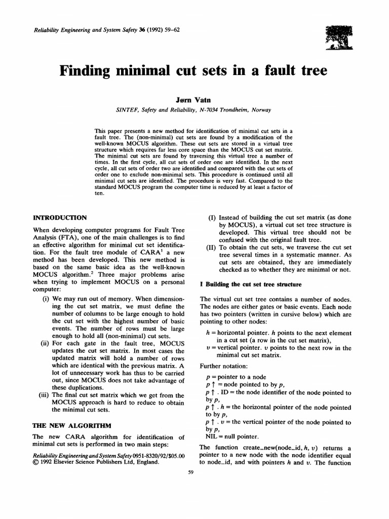 Finding Minimal Cut Sets in A Fault Tree | PDF | Matrix (Mathematics) | Reliability Engineering