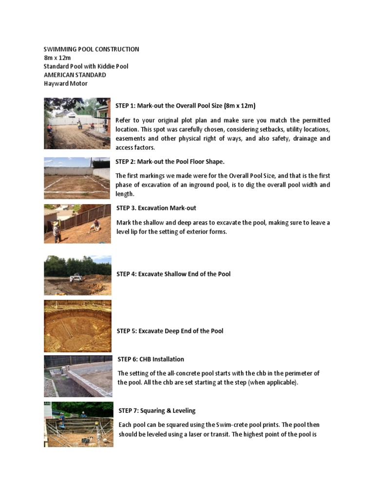 Step-by-Step Swimming Pool Construction | PDF | Swimming Pool | Plumbing