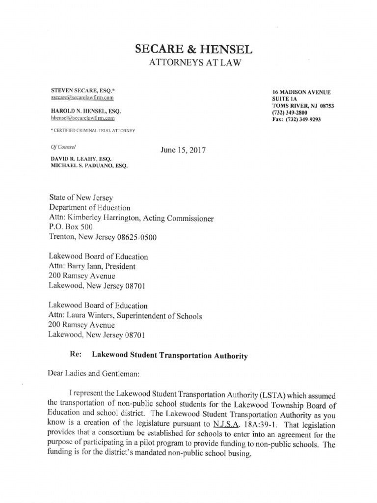Attorney Steve Secare's Letter About $500K Shortfall | PDF
