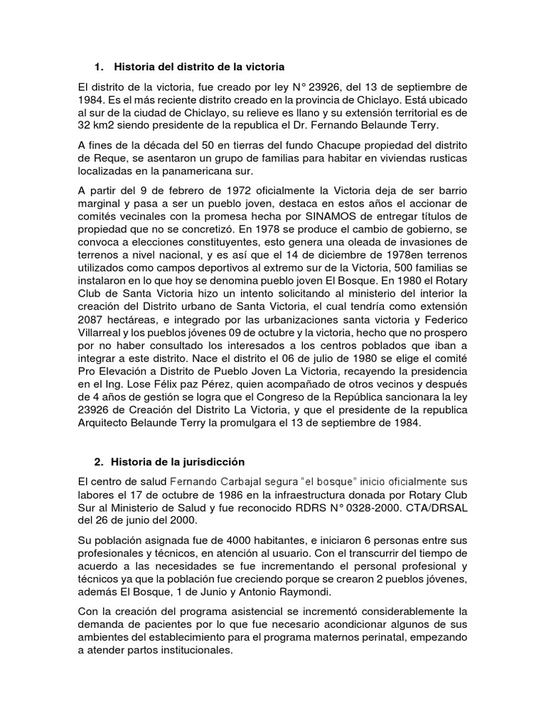 Historia Del Distrito de La Victoria | PDF | Hospital | Obstetricia y ...