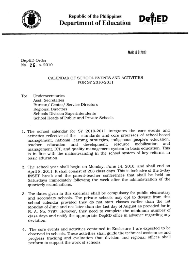 DepEd Order No. 26 S. 2010
