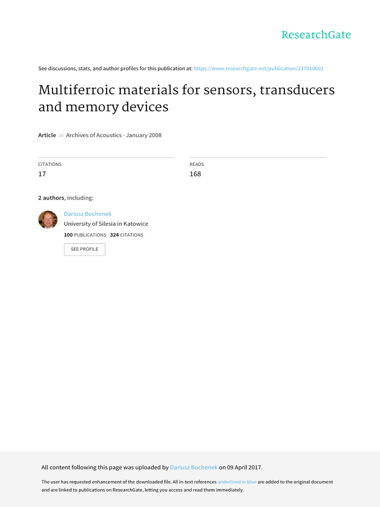 Nr-40 Multiferroics MaterialsZSurowiakDBochenek | PDF ...