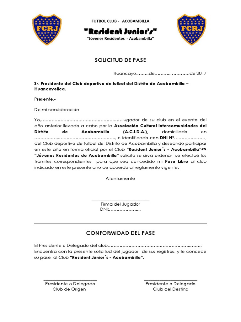 Solicitud - Pase Libre | PDF