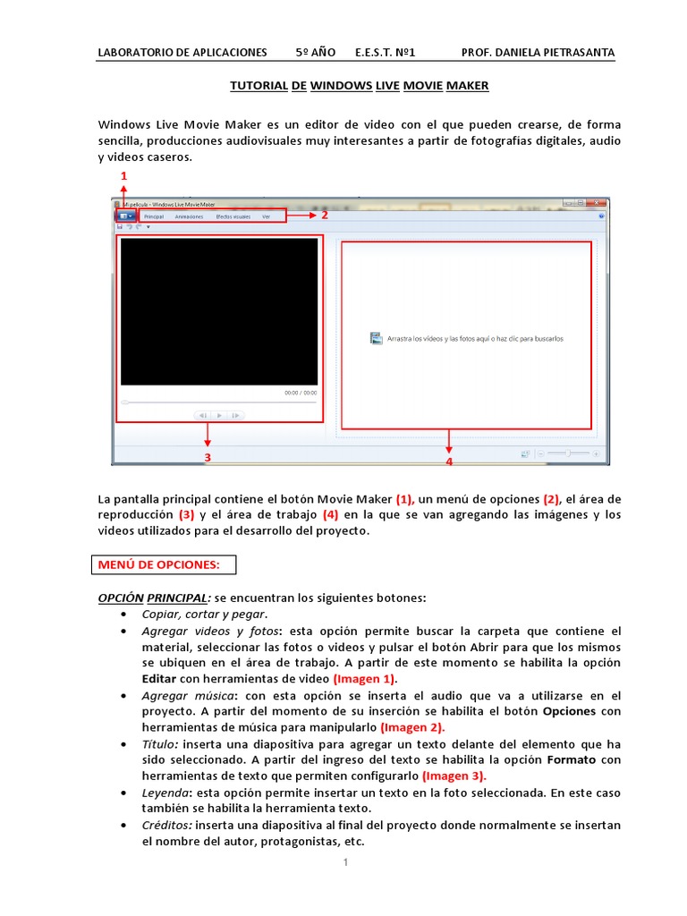 287272883.tutorial de Windos Live Movie Maker | PDF | Vídeo | Imagen