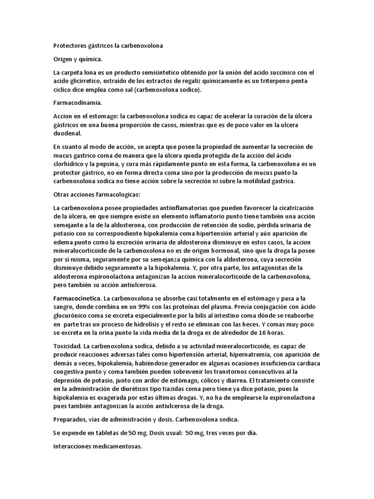 Carbenoxolona | PDF | Drogas | Estómago
