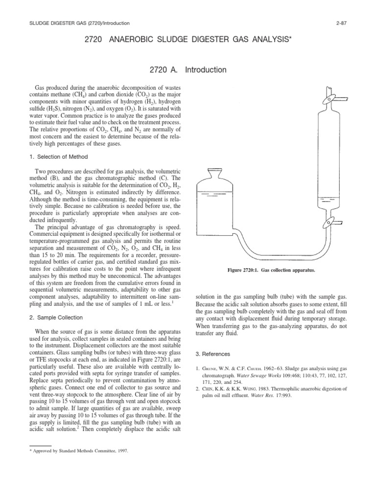 2720 Anaerobic Sludge Digester Gas Analysis : 1. Selection of Method ...