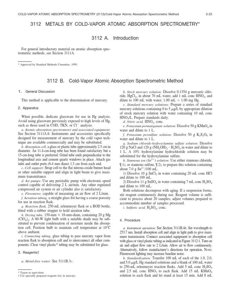 3112 Metals by Cold-Vapor Atomic Absorption Spectrometry : 1.00 MG Hg ...