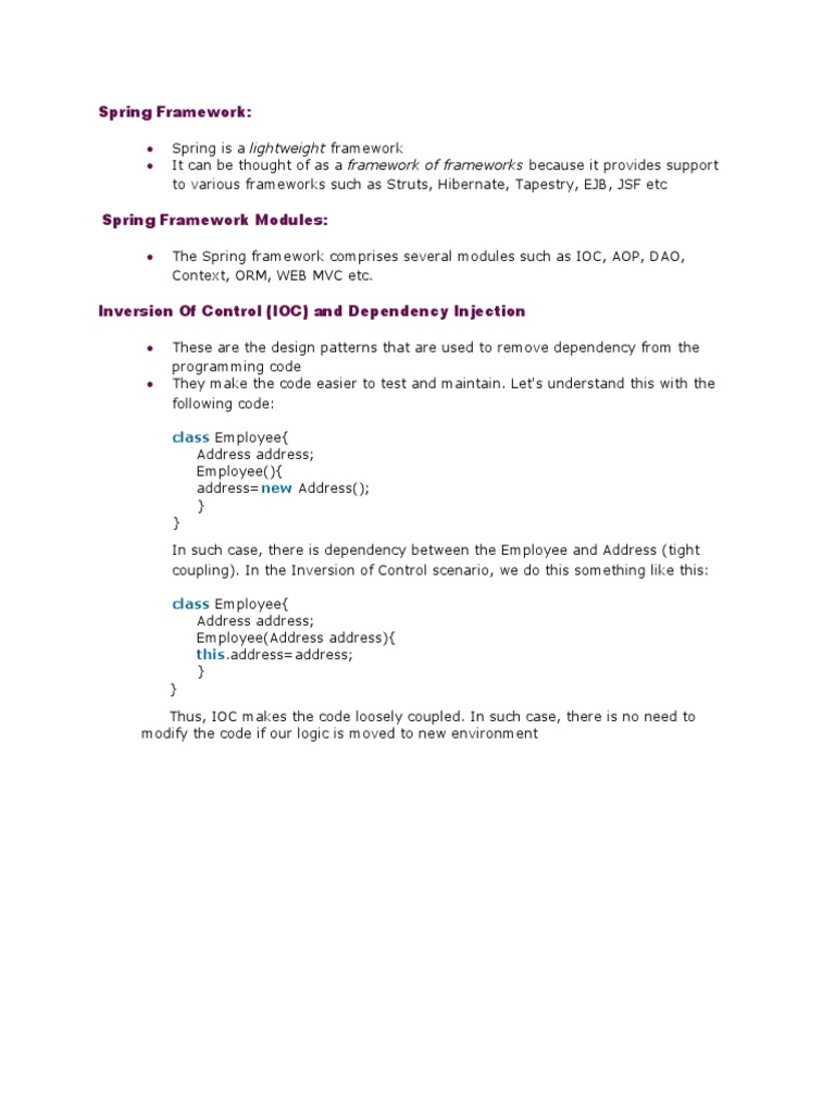 Spring Framework - Notes Prepared | PDF | Spring Framework | Systems ...