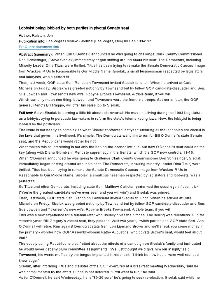 Sisolak Telemarketer Lobbyist Ahead Law PDF | PDF | Federal Trade ...