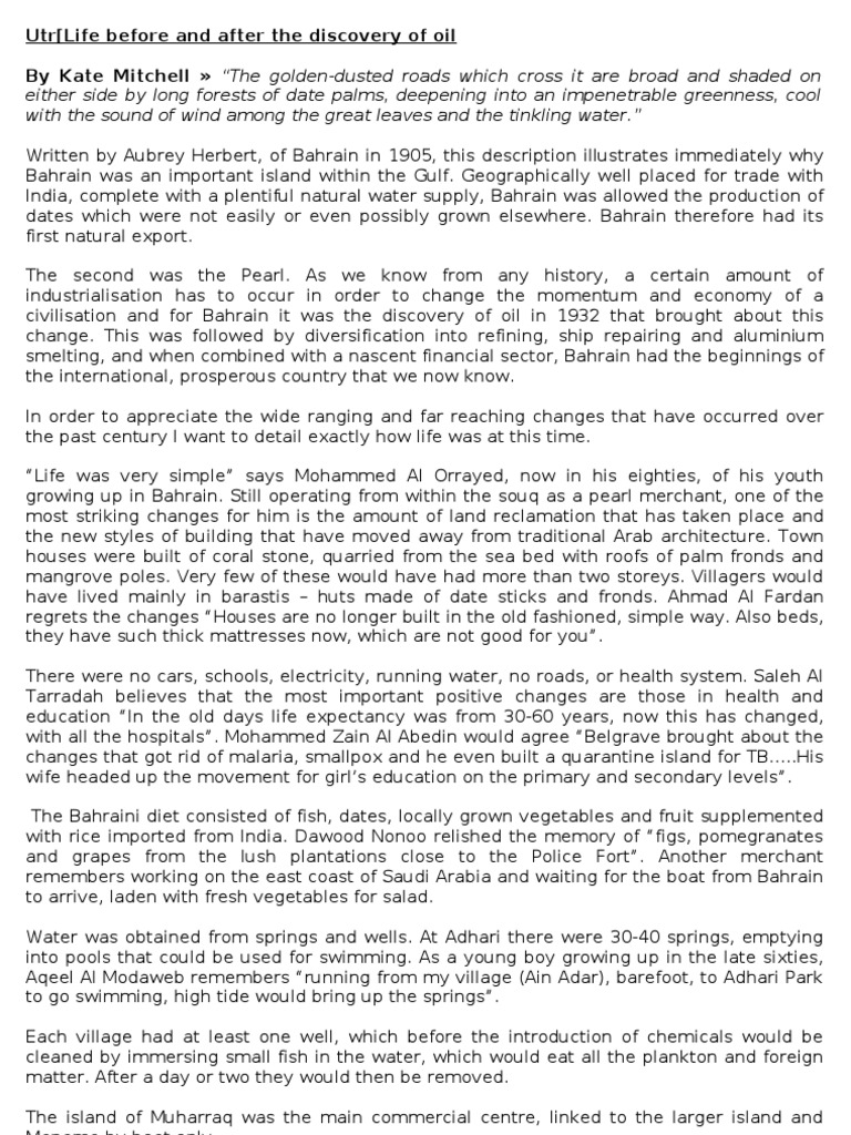 Bahrain: Life Before and After Oil | PDF | Bahrain | Pearl