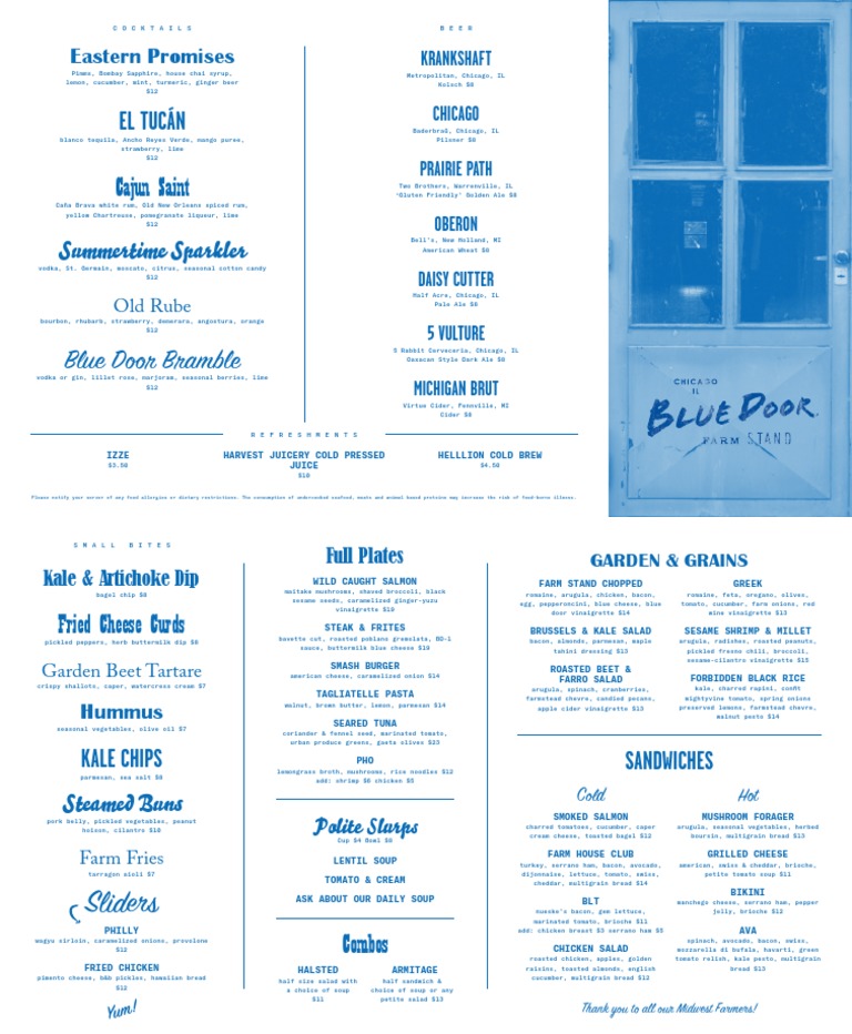 Blue Door Farm Stand Lunch/Drink Menu | PDF