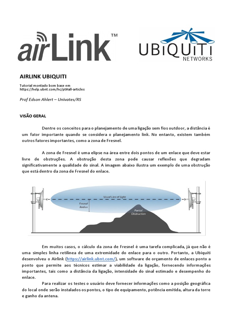 Tutorial Ferramenta Airlink Ubiquiti | PDF | Antena (rádio) | Informática