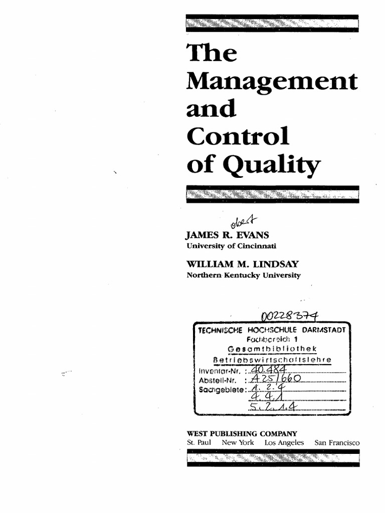 The Management and Control of Quality | PDF | Statistics | Sampling ...