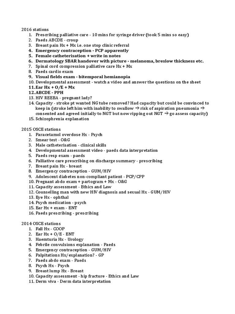 Previous OSCE Stations | PDF