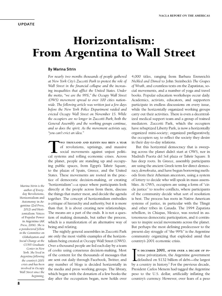 Horizontalism: From Argentina To Wall Street: Update | PDF | Occupy ...