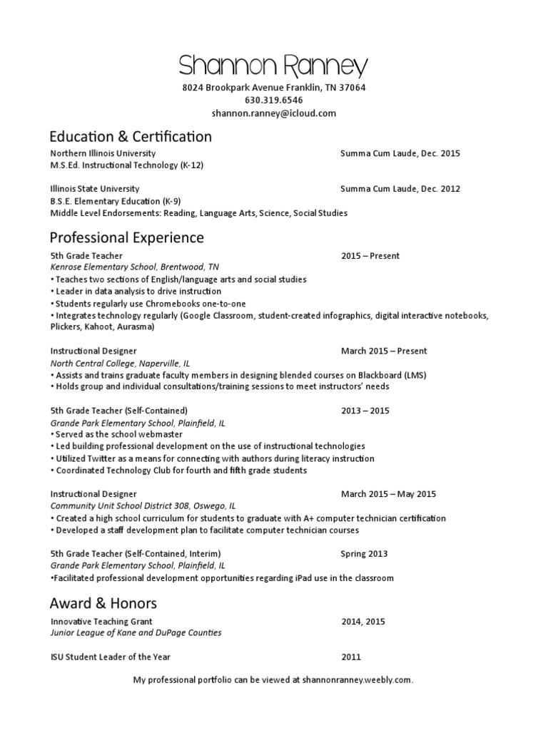 Shannon Ranney Resume | PDF | Traditions | Teachers