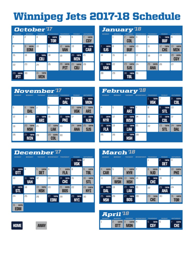 Winnipeg Jets 2017-18 Game Schedule | PDF