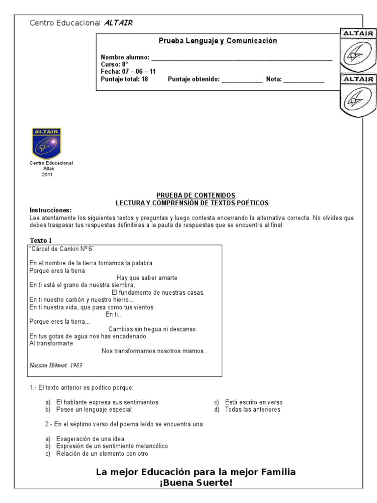 Prueba Poesia | PDF | Poesía | Metáfora