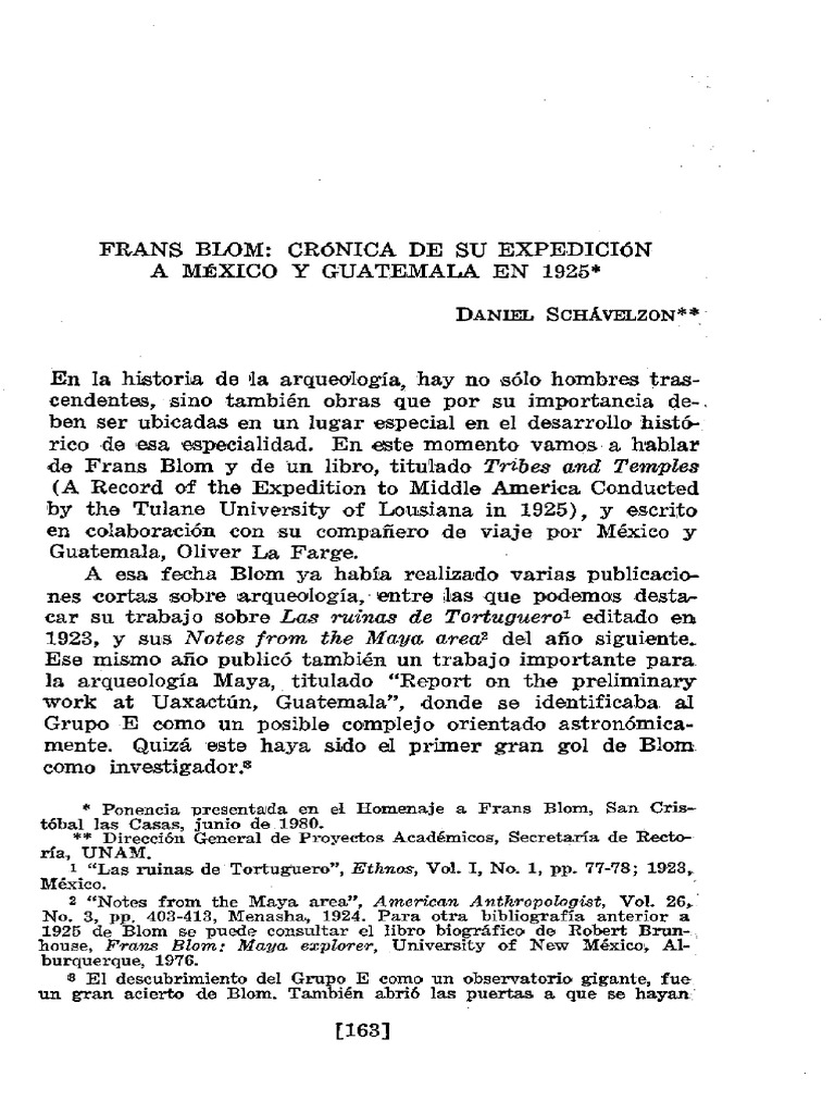 Frans Blom Cronica de Su Expedicion A Guatemala y Mexico en 1925 PDF ...