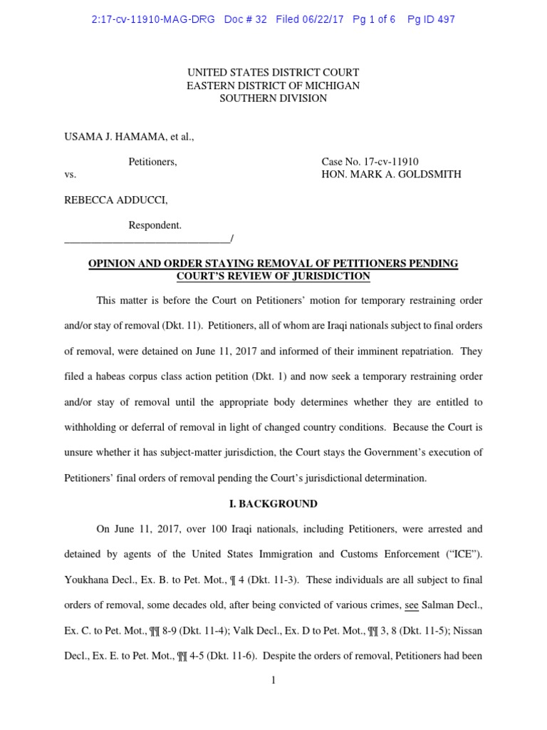 Judge issues stay on deportation order for Iraqi citizens in U.S ...