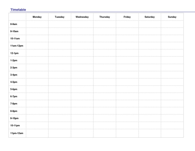 02b Blank Timetable | PDF