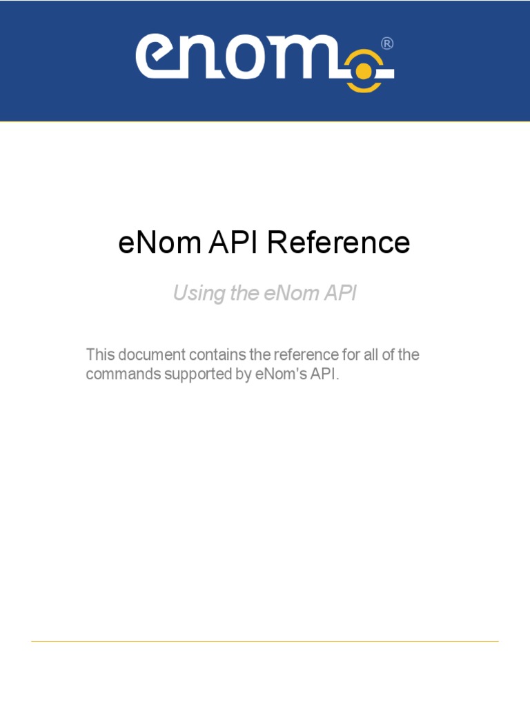 ENom API Reference | PDF | Domain Name | Parameter (Computer Programming)