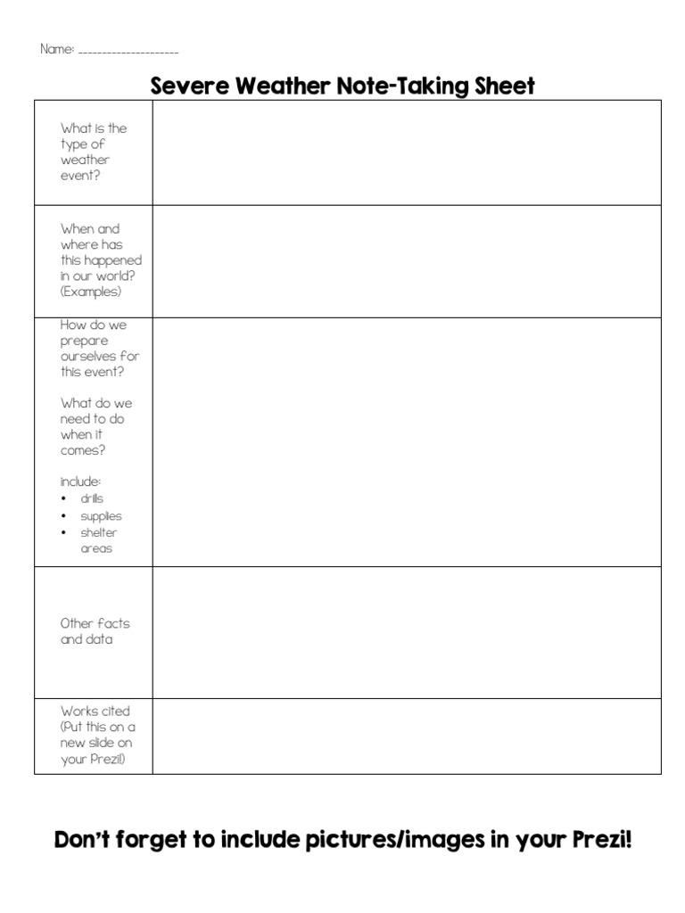 Note Taking Sheet | PDF