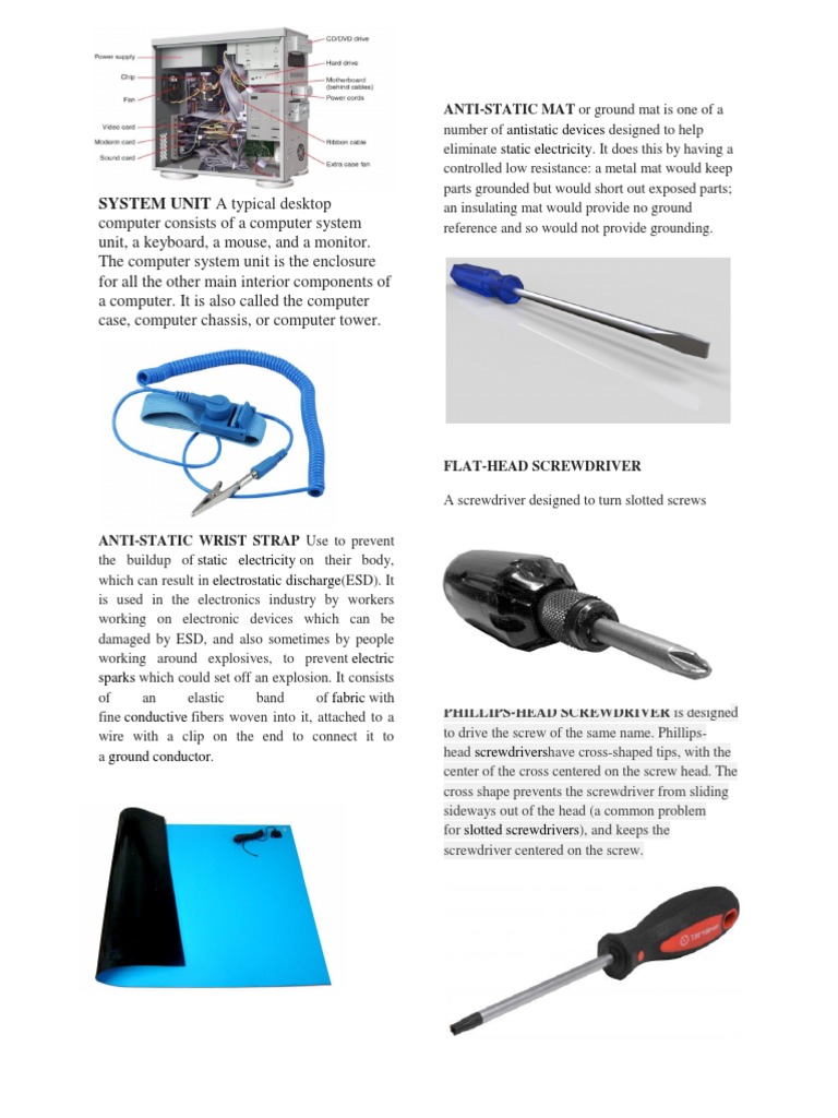SYSTEM UNIT A Typical Desktop: Antistatic Devices Static Electricity ...