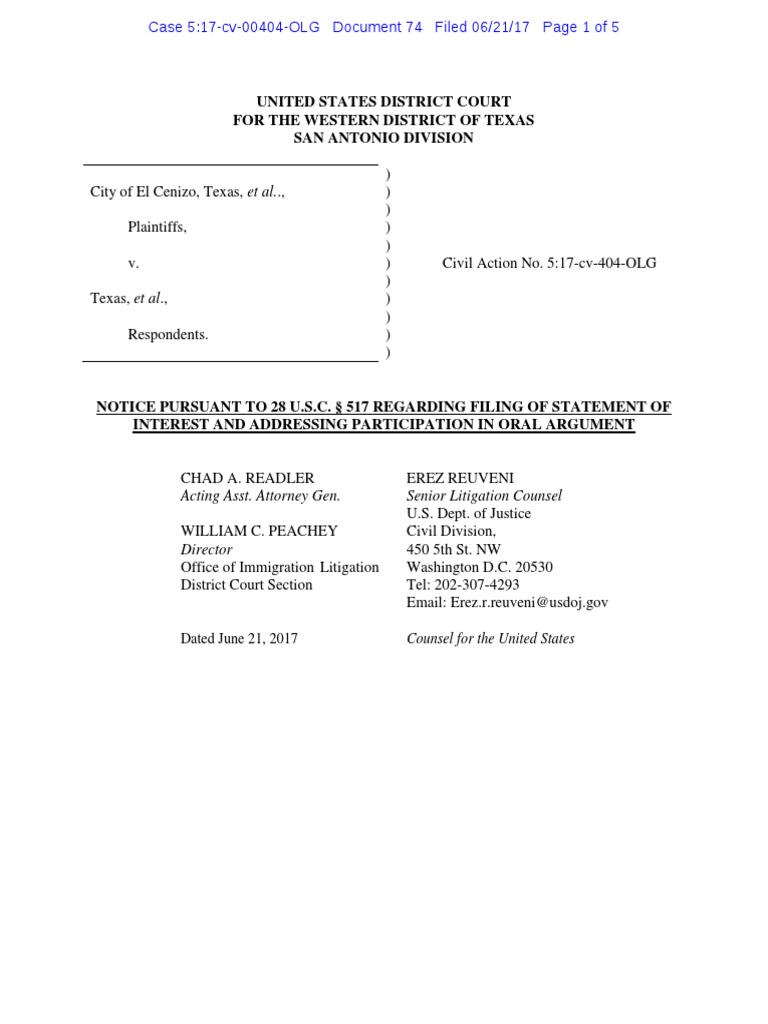 DOJ On SB4 | PDF | U.S. Customs And Border Protection | United States ...