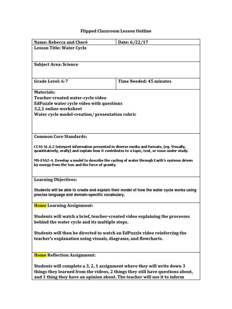 Flipped Classroom Lesson | PDF | Rubric (Academic) | Quality Of Life