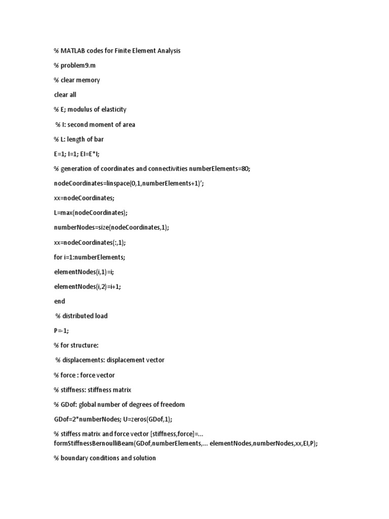 MATLAB Codes For Finite Element Analysis | PDF | Stiffness | Continuum Mechanics