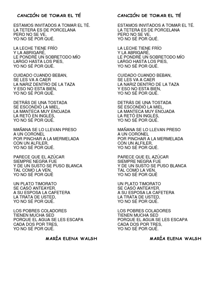 Canción de Tomar El Té | PDF