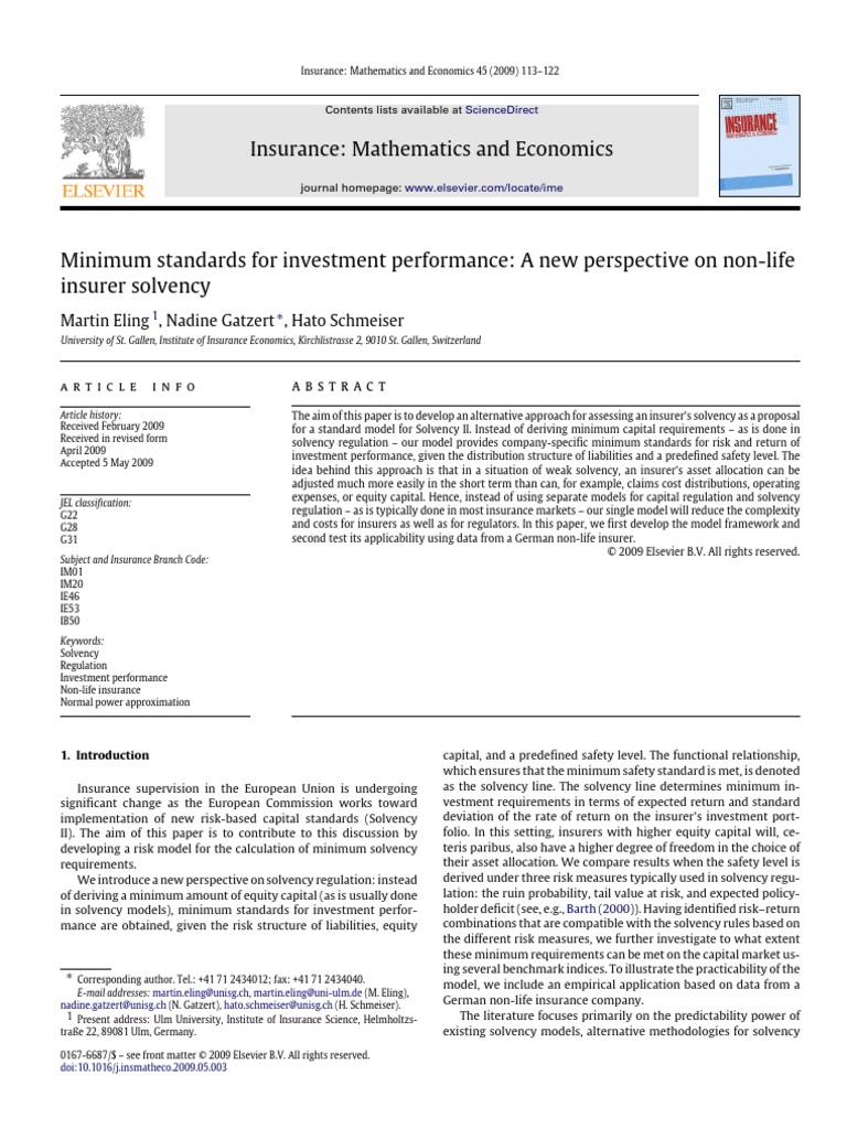 Insurance: Mathematics and Economics: Martin Eling, Nadine Gatzert ...