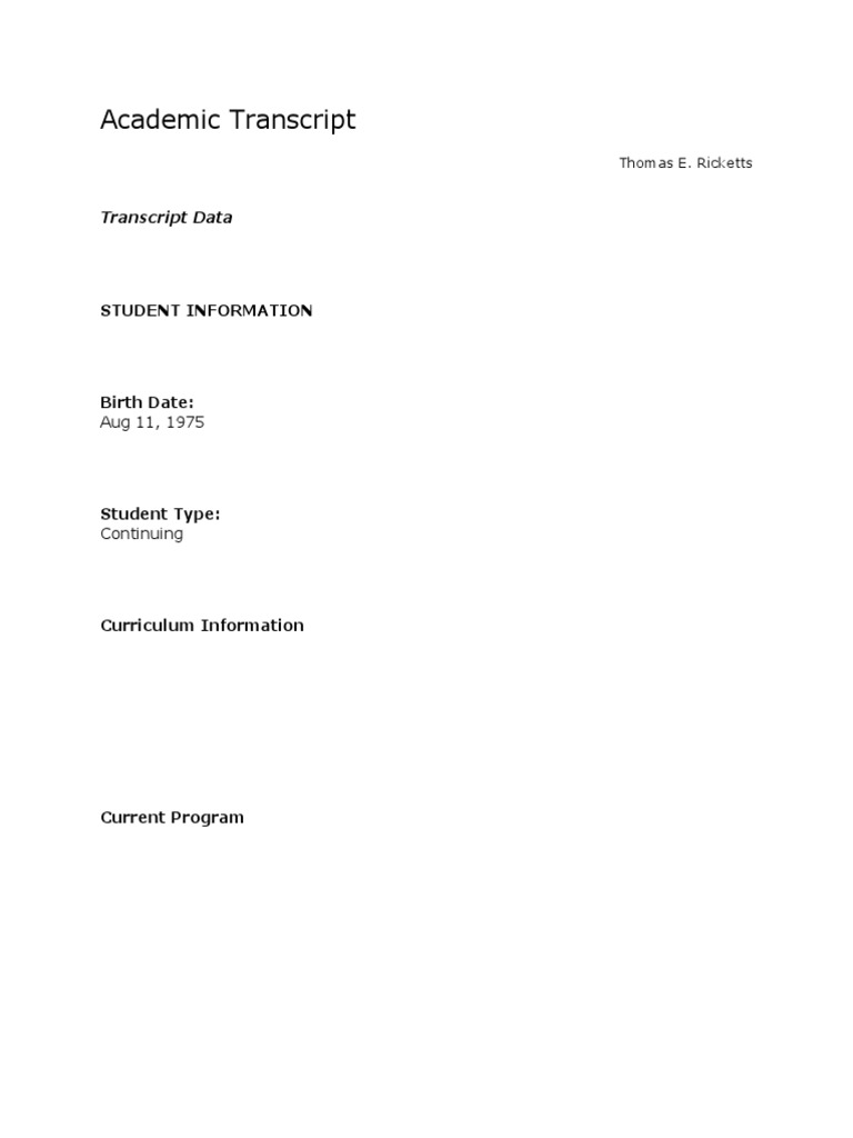 Academic Transcript | PDF | Course Credit | Academia