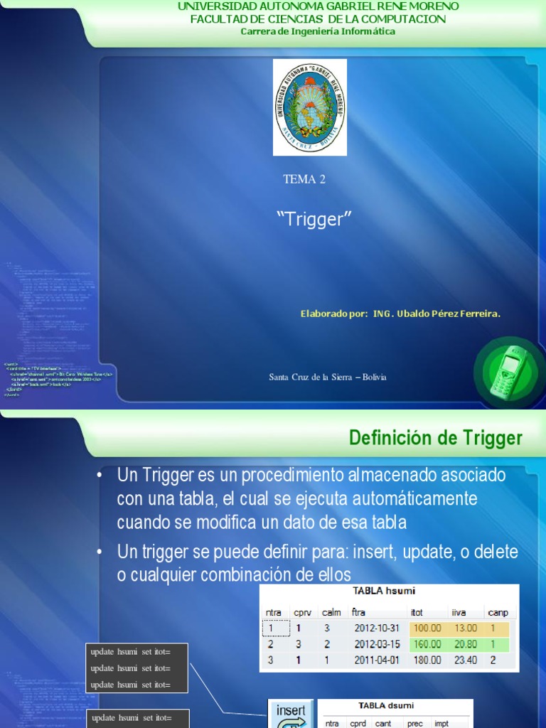 Tema 2 Trigger | Descargar gratis PDF | Tabla (base de datos ...