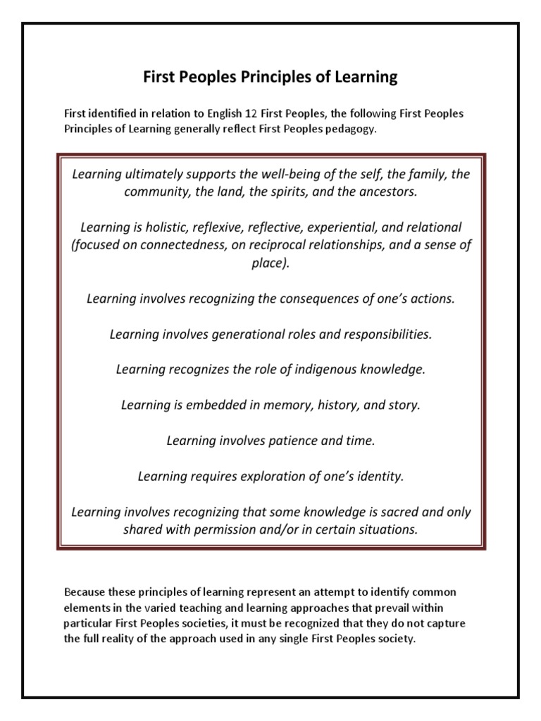 Principles of Learning 3 | PDF | Indigenous Peoples | Learning