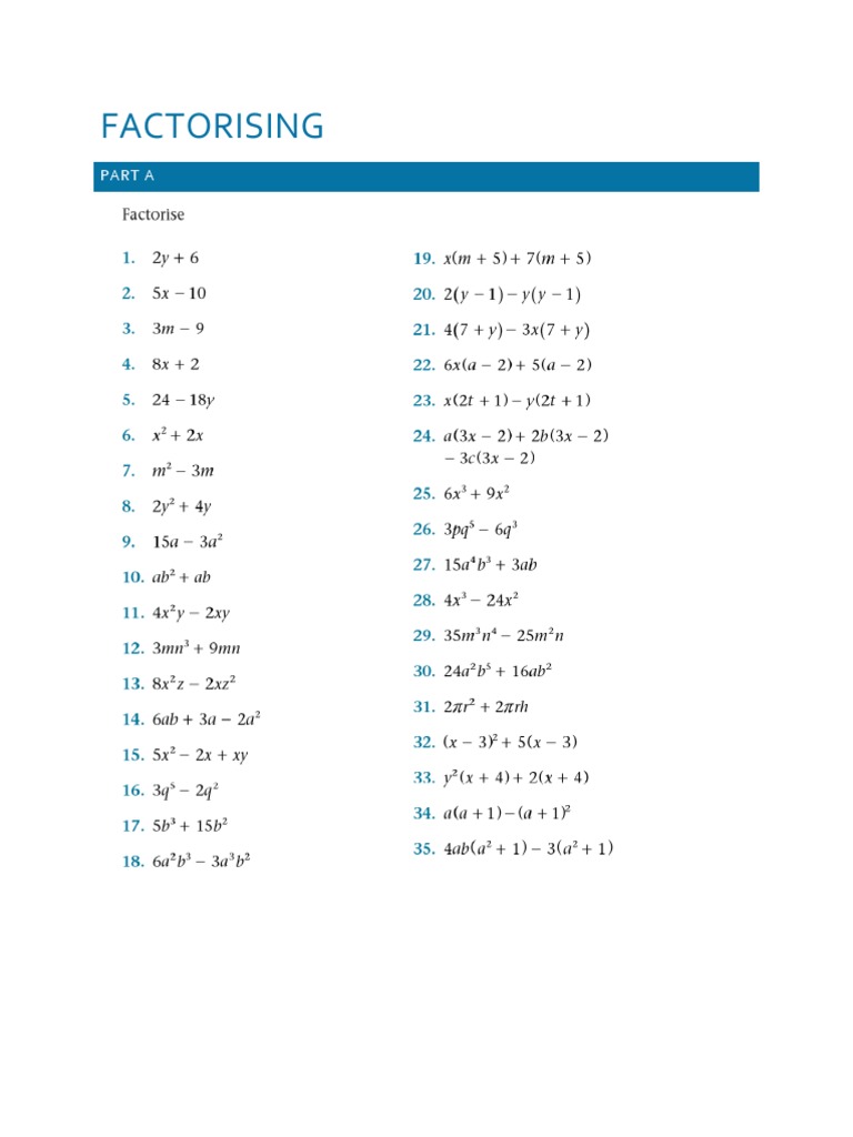 Factorising A | PDF