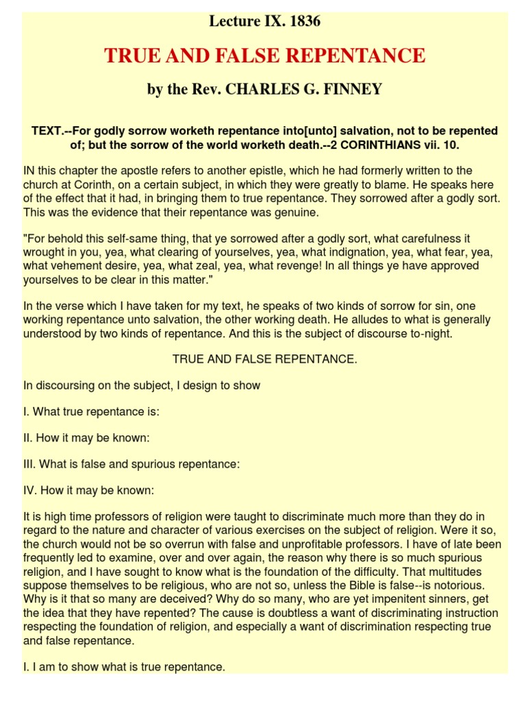 True and False Repentance | PDF | Repentance | Sin