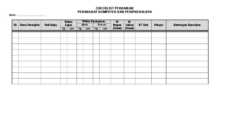 Checklist Perbaikan Perangkat Komputer | PDF