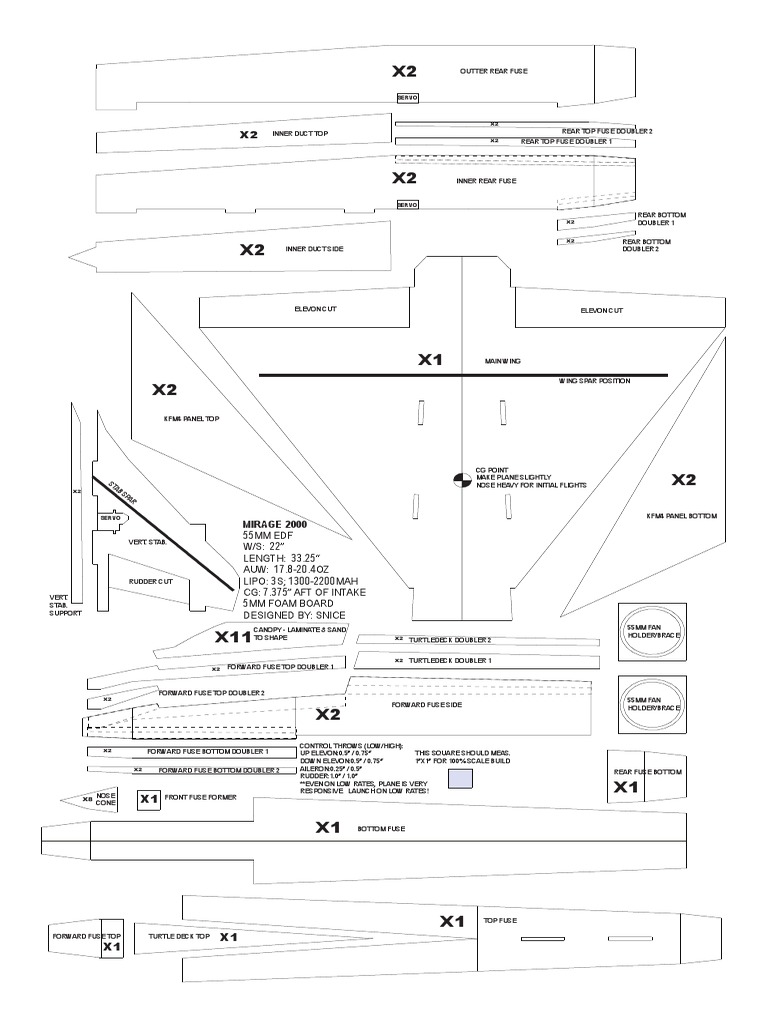 Mirage 2000 RC Plane Blueprint Guide | PDF | Vehicle Design | Aircraft ...