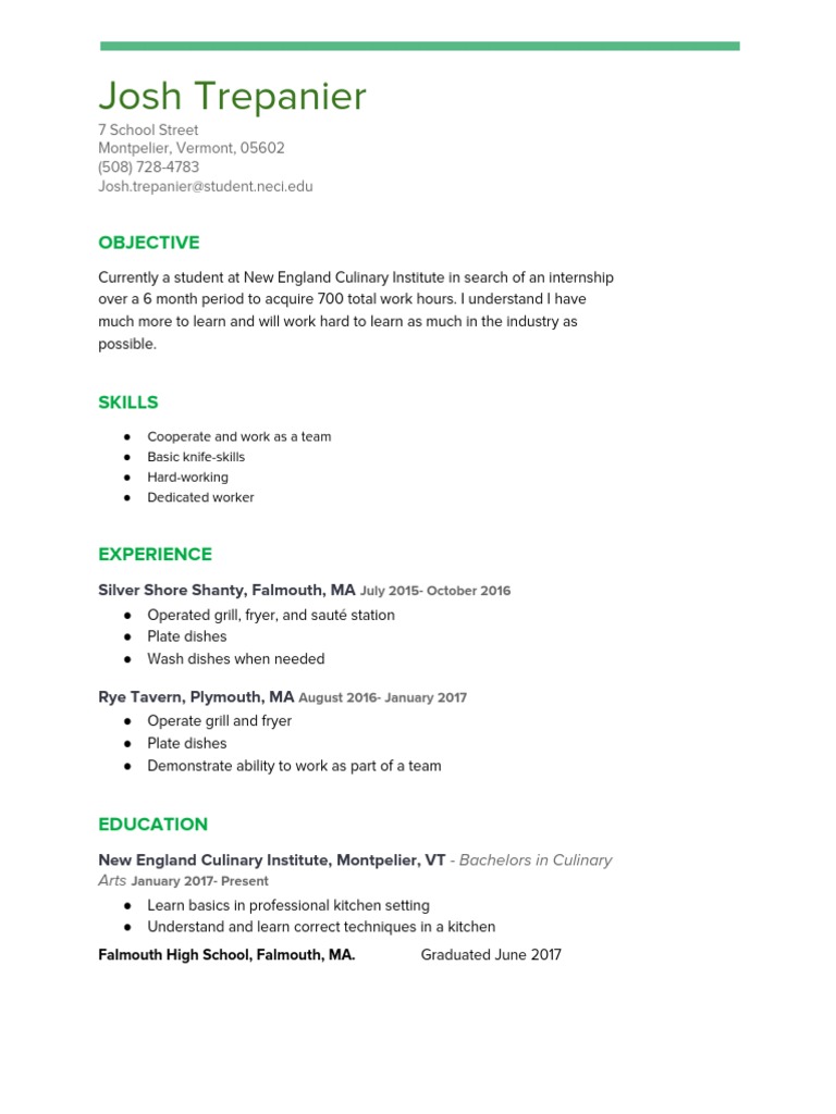 Josh Trepanier: Objective | PDF